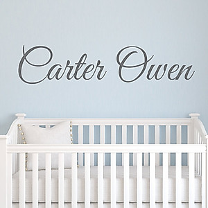 Boys Nursery Personalized Custom Name Vinyl Wall Art Decal Sticker 36" W, Boy Name Decal, Boys Name, Nursery Name, Boys Name Decor Wall Decals, Boy's Bedroom Decor, Plus Free 12" Hello Door Decal