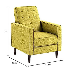 Christopher Knight Home Mervynn Mid-Century Modern Fabric Recliner, polyester, Muted Green / Dark Espresso