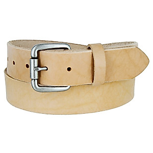 Natural Finish Full Grain Leather Belt with Roller Buckle 1 1/2" (Natural,36)