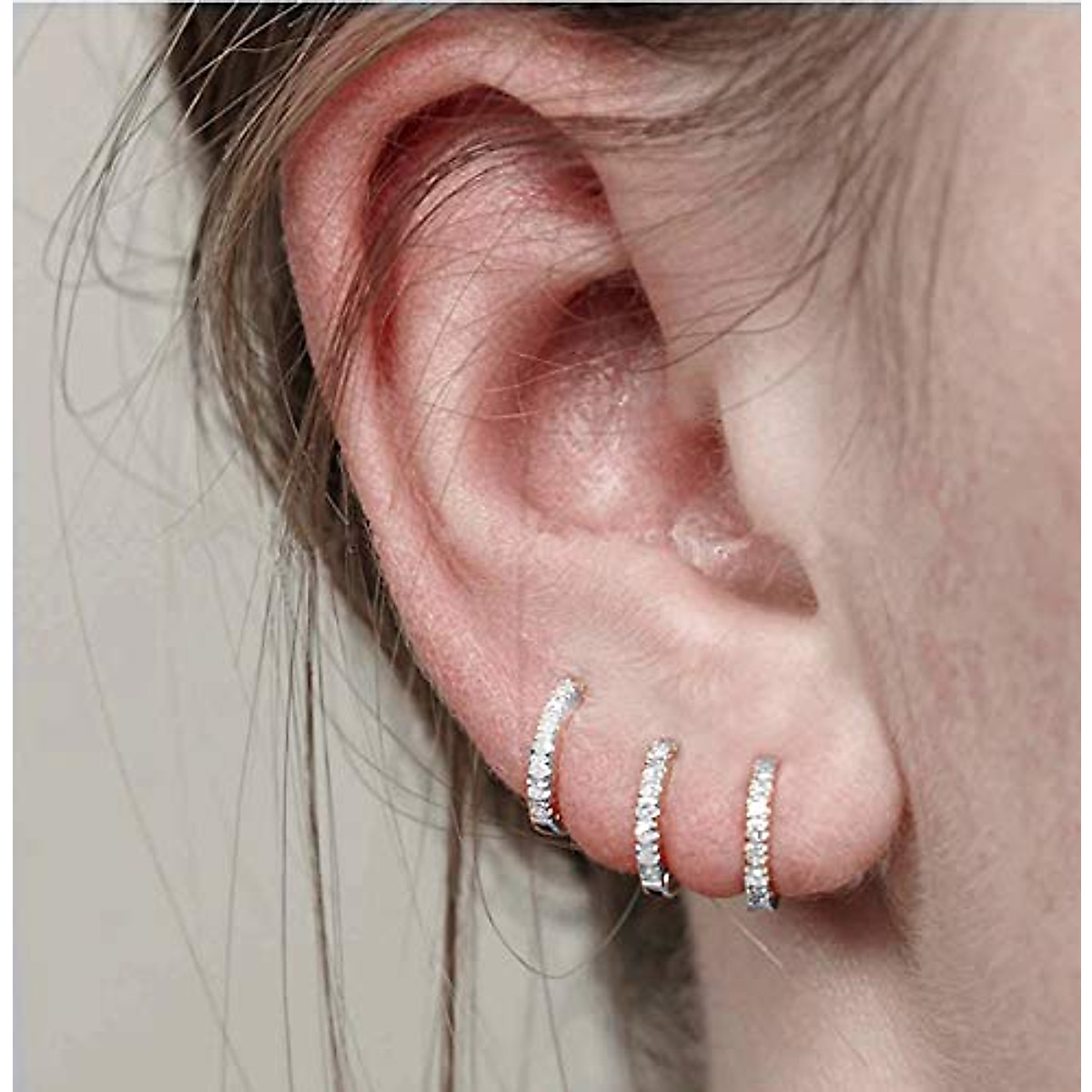 925 Sterling Silver Hoop Earrings Cubic Zirconia Cartilage Earring for Women Small Huggie Piercing Earings Tiny Ear