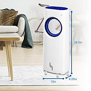 COOLS UP TO 7° F - Evaporative Cooling Fan, Portable Personal Air Cooling with Humidifier Water Tank. Includes Remote, Ice Packs, and 360° Caster Wheels. BUY FROM AN AMERICAN SMALL BUSINESS!