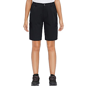 Libin Women's Lightweight Hiking Shorts Quick Dry Cargo Shorts Summer Travel Golf Shorts Outdoor Water Resistant Black M