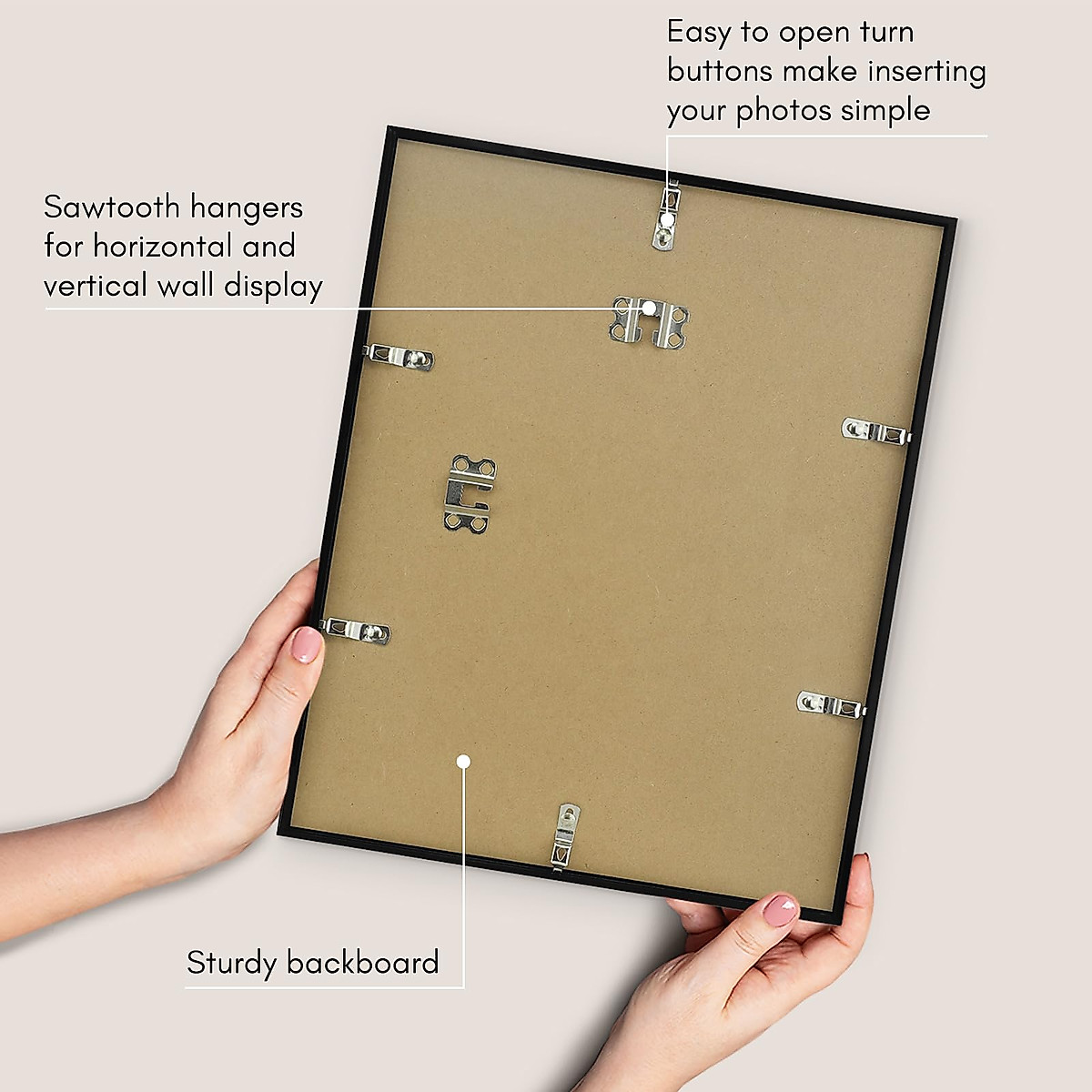 Americanflat 11x14 Picture Frame with Shatter-Resistant Glass - Set of 2 - Use as 8x10 Frame with Mat or 11x14 Frame Without Mat - Streamline Collection - Thin Photo Frame for Wall Display - Black