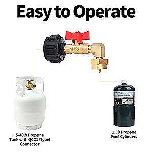 Propane Refill Elbow Adapter for 1 LB Tanks, QCC1 90 Degrees Refill Pressure Adapter with ON/Off Control Valve Gas Cylinder Tank Propanes Bottle Connector for Camping Grill Bottle Tank 2.5-20LBS
