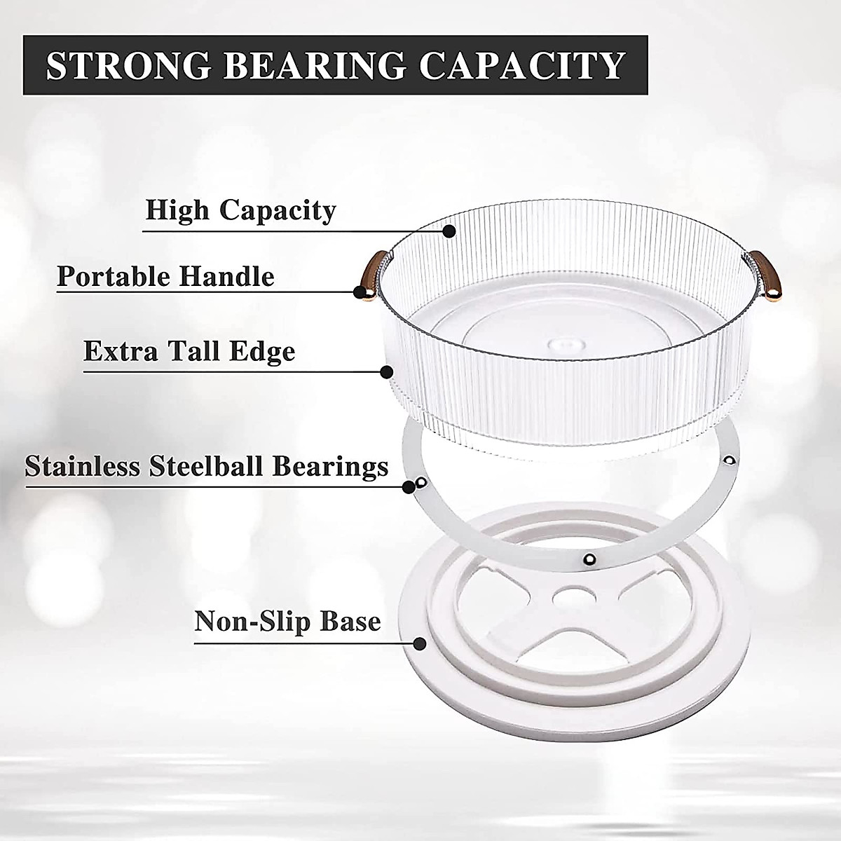 KULVGDA Lazy Susan Organizer,9 Inch Clear Plastic Lazy Susan Turntable for Cabinet Table Spice Rack,360 degree Rotating Round Lazy Susans Makeup Organizer for Countertop,Pantry,Refrigerator, Bathroom