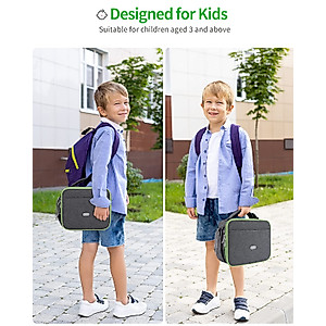 Amersun Kids Lunch Box with Multi-Pockets-Durable & Keep Food Warm Cold & Double Insulated School Lunch Cooler Bag with Water-Resistant Fabric for Kids, Girls, Boy-Children Lunch Tote (Grey)