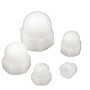 M12 Nylon Acorn Cap Nuts, White, 25Pcs-Pack