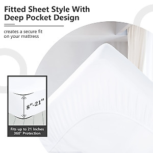 Waterproof Breathable Mattress Protector, Full Noiseless Premium Smooth Mattress Cover, Deep Pocket Fit Up to 18 Inches, Soft Washable Bed Cover