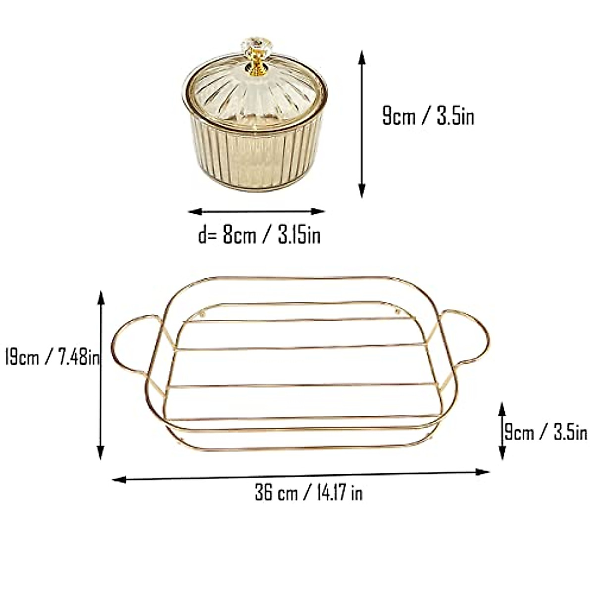 XingZhuo Iron Gold Plated Serving Tray with Handles, Comes with 6 Round Candy Jars Set, Family Dinner, Corporate Party, Housewarming Gift, Party Serving Tray Set, Round Handles