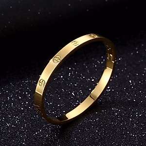 YCSLYW Women's Stainless Steel Bracelet Jewelry Crystal Bracelet With Cube Zircon Hinge Jewelry oval Bangle Christmas Valentines Birthday Gifts for Women