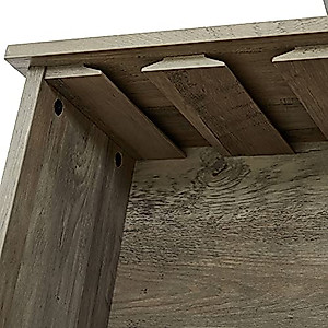 Home Source Bar Cabinet with Wine Rack and Glass Doors (Grey wash- Solid) (Wash Grey)