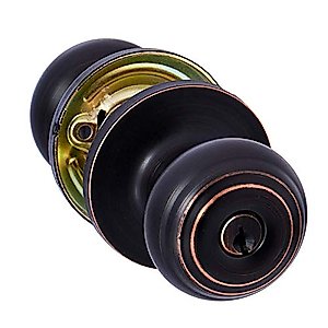 Amazon Basics Exterior Door Knob With Lock, Classic, Oil Rubbed Bronze