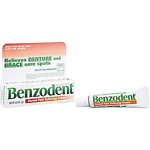 Benzodent Dental Pain Relieving Cream for Dentures and Braces, 0.25 Ounce Tube