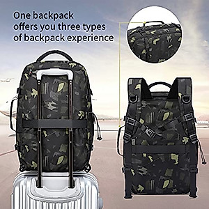 Asenlin 18 Inch Travel Laptop Backpack for Women Men，Business Travel Backpack Fit Flight Approved Water Resistant Computer Backpack Suitcase Backpack Woodland CAMO
