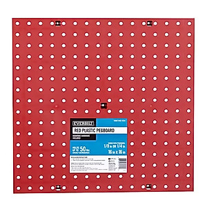 Overbuilt red pegboard panel