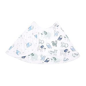 aden + anais Essentials Burpy Bib, 100% Cotton Muslin, Soft Absorbent 4 Layers, Multi-Use Burp Cloth and Bib, 22.5" X 11", Single, Time to Dream - Happy Tales