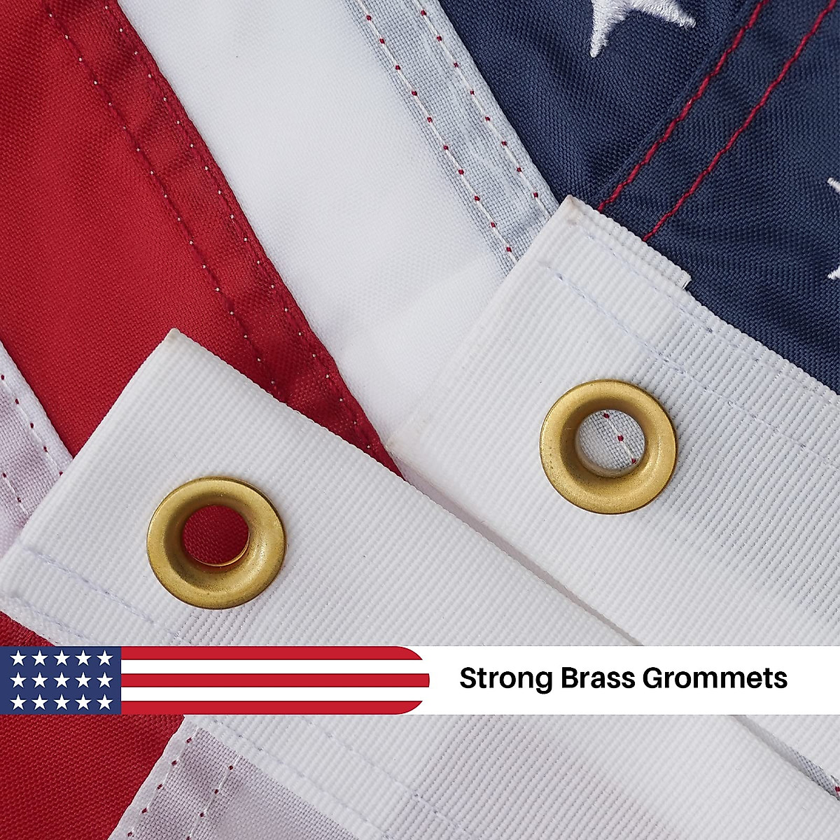 Bradford American Flag 12x18 Inches Made in USA, Embroidered Small American Flag for Boat ATV, Double Sided US Boat Flags for Outside with 2 Brass Grommets and 4 Stitching Rows Boat Cabin Decoration