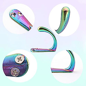 YEWIN 12pcs Rainbow Metal Wall Hooks-Vintage Mounted Hook Hangers with 24pcs Screws for Robe Coat, Towel, Hanging Hat, Cap, Scarf, Cup, Key, Bag (Rainbow 12pcs)