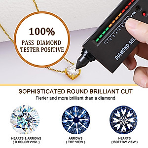 HOLYCOME Diamond Solitaire Necklace,3Carat Gold Plated Moissanite Pendant for Women,Sterling Silver Lab Diamond Necklace Moissanite Jewelry for Birthday Christmas Gifts