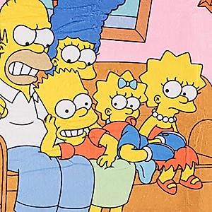 The Simpsons Fleece Throw Blanket - Homer, Bart, Lisa, Marge, Maggie & Krusty The Clown Throw Blanket (Family)