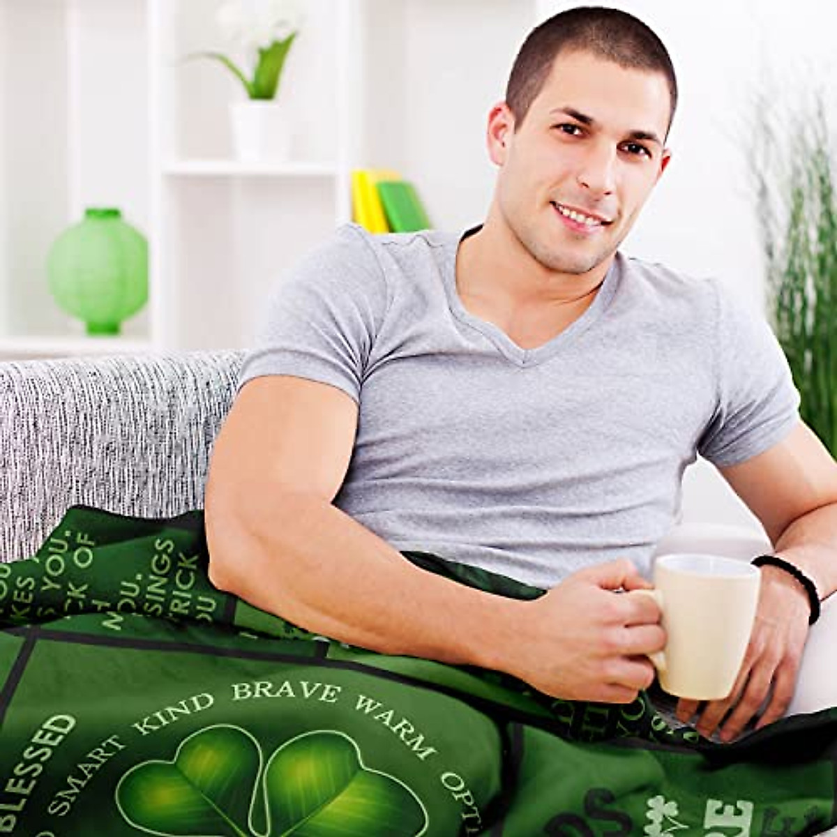 Gevuto St Patricks Day Blanket, St Patricks Day Decorations Throws 50" X 60", Irish Gifts for Saint Patricks Day, St Patricks Day Gifts, Ireland Clover And Shamrock Design, Lucky Clover Truck Blankets
