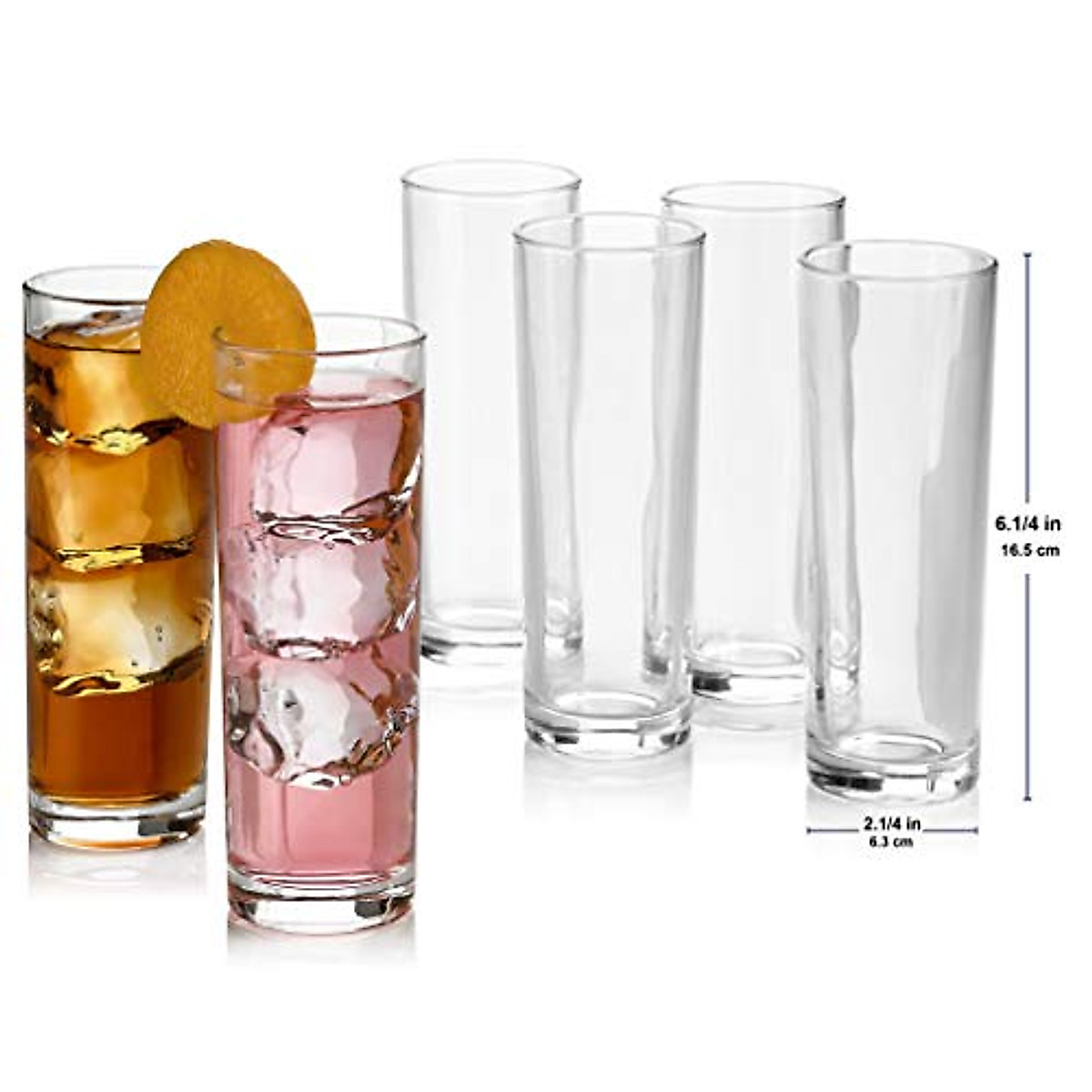 Set of 8 Cocktail Highball Glasses, Tall Drinking Glasses for Water, Juice, Cocktails, Beer and More, Elegant Bar Glasses, Italian, 10 oz Highball Glasses