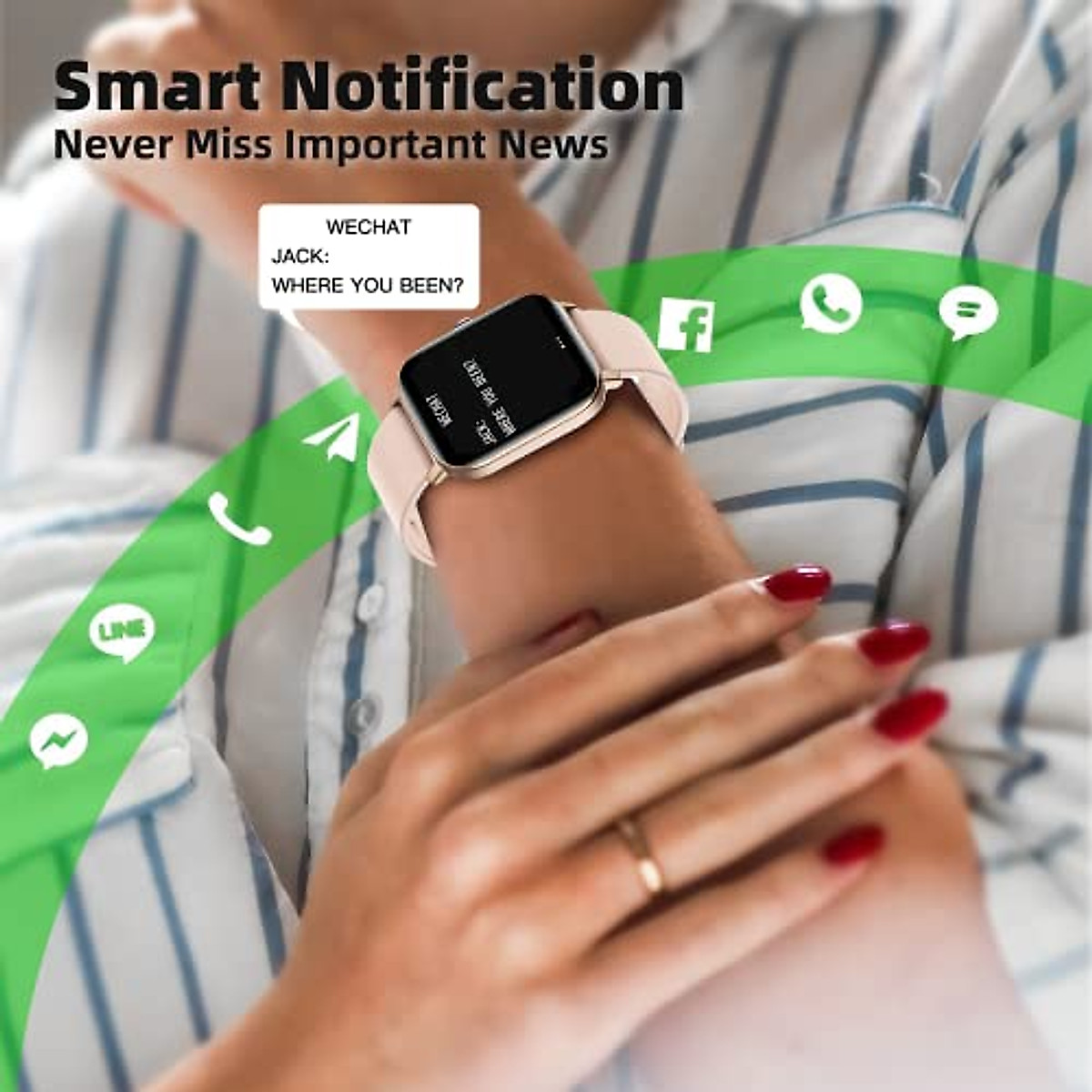 CDXIU Smart Watch, Fitness Watch with Heart Rate Monitor, Sleep Tracking & SpO2, HD Touch Smartwatch for Men Women Compatible with iPhone & Android, Call & Text Smart Reminder (Light Pink)