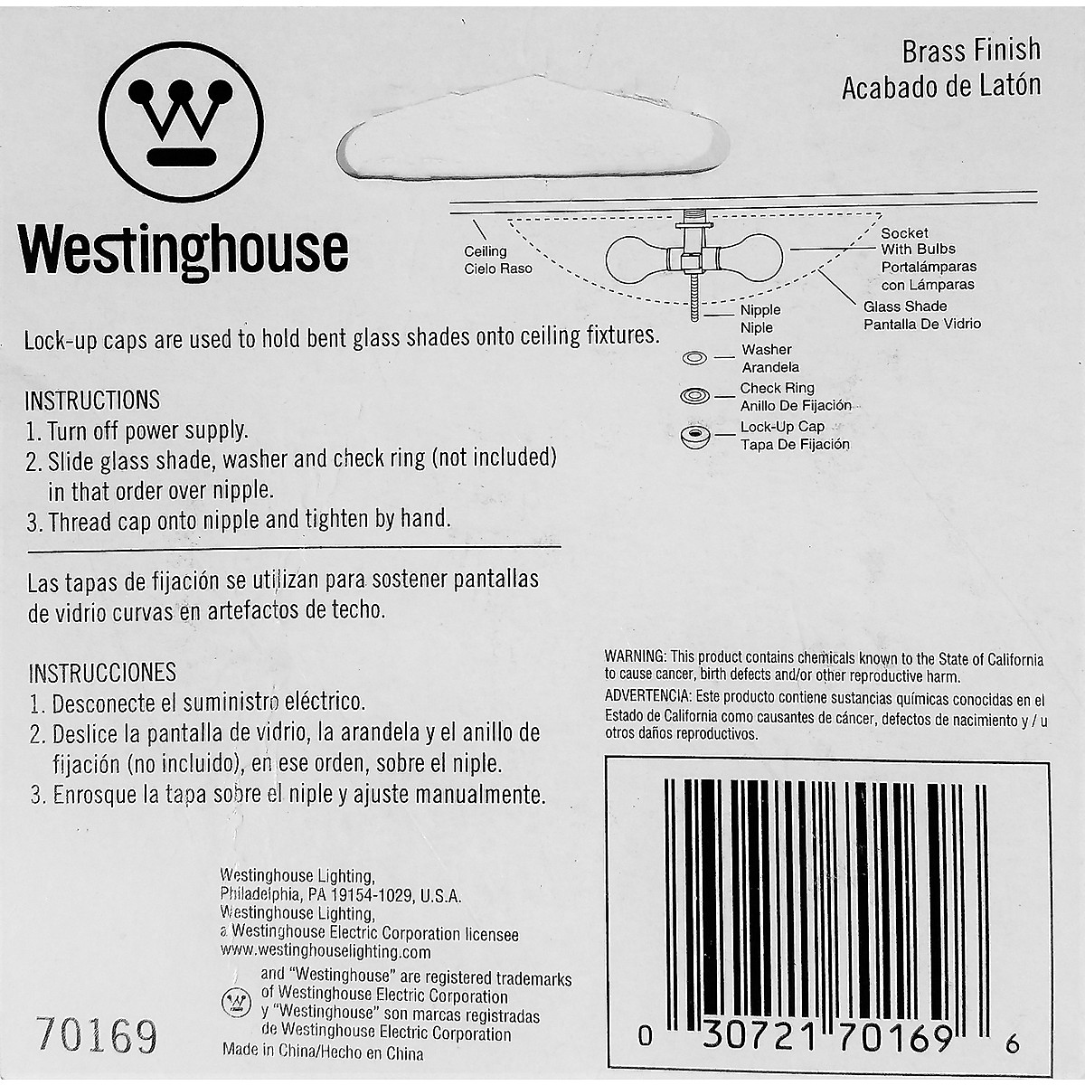 Westinghouse Lamp Lock-Up Caps, Brass