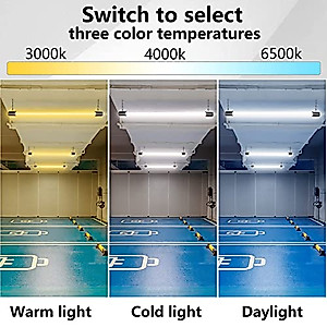 Royana LED Shop Light Linkable, 4FT 40W LED Ceiling Lights for Garage Utility Light Fixture 6500k/3000K/4000K LED Workbench Light W/Plug Hanging, Black - ETL- 4 Pack