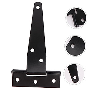 UKCOCO 6pcs 4 Barn Gate Hinges Black Cabinet Hinges Gate Hinges for Wooden Fences T Strap Hinges Square Barn Hinges Black Hinges Decorative Hinges 4 Inch Door Hinges Furniture Garden Shed