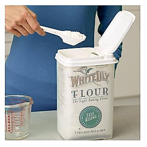 Buddeez Flour and Sugar Container All Purpose Kitchen Organization and Storage Unit, 4 Quart, White