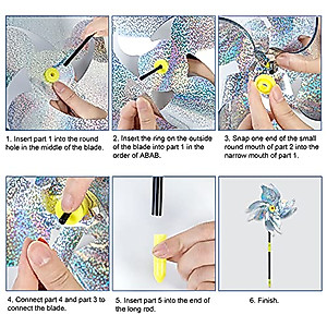 10 Pack Bird Scare Pinwheels, Woodpecker Deterrent Bird Repellent Devices Outdoor Reflective Blinder Pinwheels Effective Reflection Silver Spinner Animal Bird Deterrent to Keep Birds Away