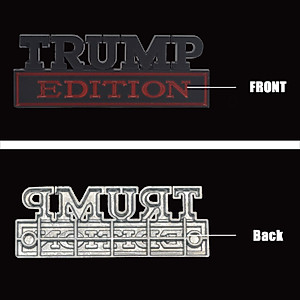GeeGeeTop Universal Trump Edition Emblem Sticker Replacement Car Truck SUV Compatible with Ford F150 Jeep Dodger Chevrolet Badge Tailgate Badge Front Grille Hood Trunk (Black+Red)