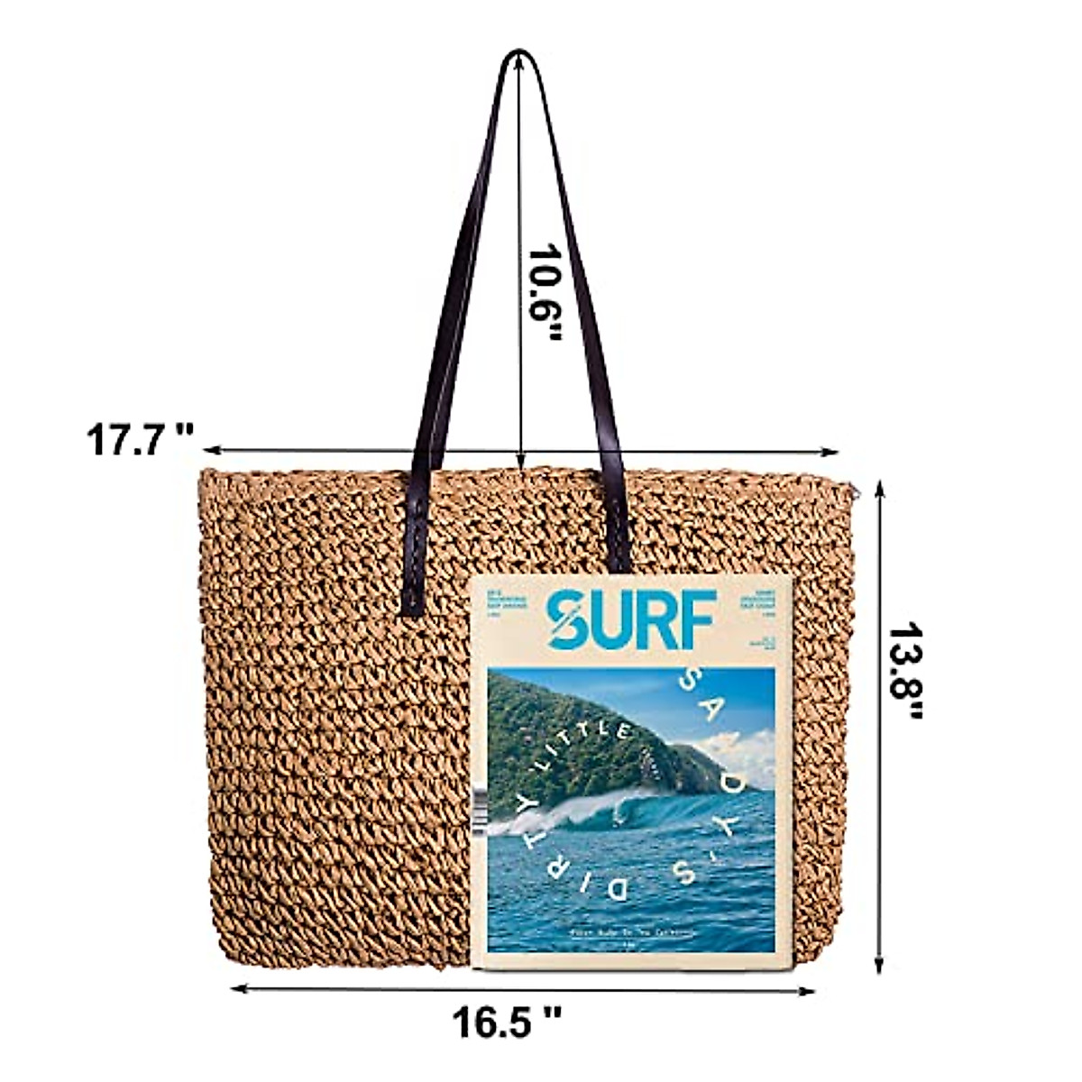 VODIU Women Straw Woven Tote Large Beach Handmade Weaving Shoulder Bag Handbag