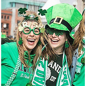 LILIE&WHITE St. Patrick's Earrings For Women Green Dancing Leprechaun Dangle Earrings Gift for Girls Jewelry Gift Irish Shamrock Drop Earrings Bead and Pom Pom Irish St. Patrick's day Jewelry