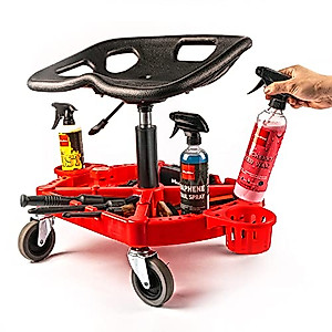 Maxshine Detailing Stool – Heavy Duty Car Detailing Chair, Adjustable Height, Multifunctional Holders, Ergonomic Seat, Maximizing Your Mobility and Convenience for Storing Car Cleaners and Tools
