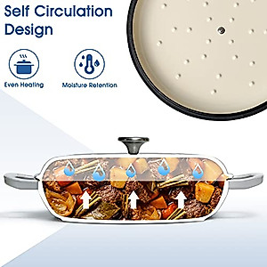 NUTRIUPS Braiser Enameled Cast Iron Dutch Oven Pot with Lid, 3.6 QT Dutch Oven Cast Iron Non Stick Larger Handle Dutch Oven for Bread Baking, Cast Iron Braiser Pan with Lid Enameled Dutch Oven