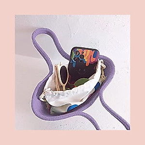 Women's Retro Mini Size Straw Handbags Woven Cotton Crohest Basket Purse Tote Bags by Handmade Girls purse Toddlers Handbag