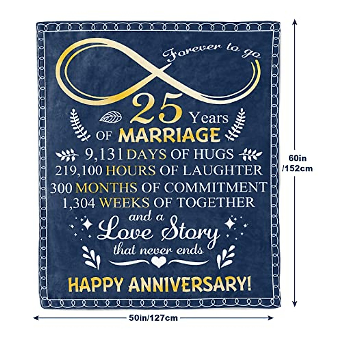 25th Wedding Anniversary Blanket Gifts for Couple, 25th Silver Anniversary Wedding Gifts, 25th Year Anniversary, 25th Anniversary Throw Blanket Gifts Ideas for Wife Husband Him Her 60"x50"