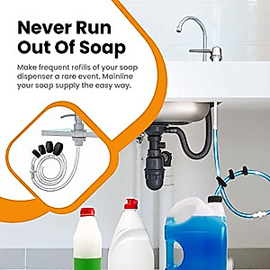 Never - MT - The Original Soap Dispenser Conversion Kit - Made in The USA - Kitchen Sink Extension Tube Kit - Never Fill The Little Bottle Again!