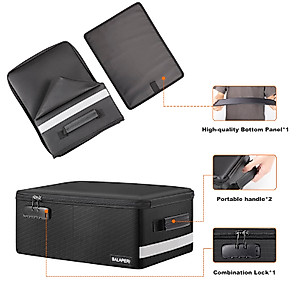 Photo Organizer Box with Lock, Fireproof Photo Storage Box with 16 Clear 4" x 6" Photo Storage Cases Photo Keeper Picture Storage Containers Box, Portable Photo Storage Containers with Handle