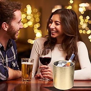 BESTonZON Gold Ice Bucket Gold Ice Bucket Gold Ice Bucket Gold Ice Bucket Stainless Steel Ice beer bottle cooler large ice bucket champagne ice bucket Bucket with Lid Gold Ice Bucket Gold Ice Bucket