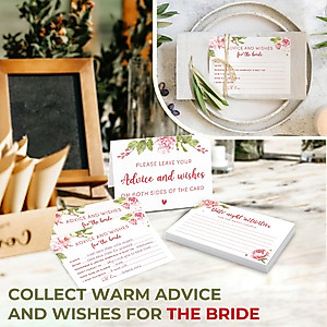 STOFINITY Marriage Advice For The Bride Cards - 50 Pcs Wedding Advice And Wishes Cards For Floral Bridal Shower Decorations, Advice Cards For Bridal Shower Party Decor