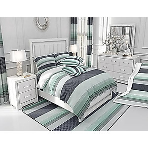 Green White Grey Stripes Bed Sheets Set Twin Size Geometry Geometric Sheet Set for Kids Patchwork Striped Sheets with Deep Pocket Fitted Sheet Women Men Teens Ultra Soft Modern Art Bedding Set