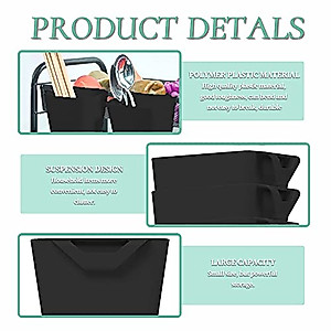 SMGSP 5 Pack Cart Hanging Cup Holder, Rolling Cart Accessories Utility cart Accessories Hanging Bins, Pencil Holder Hanging Trolley Basket, Planter Hanging Buckets for Home Kitchen (Black)