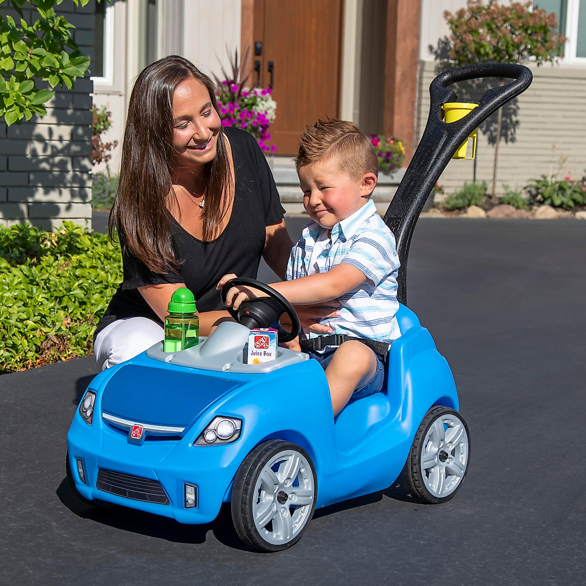 Step2 Whisper Ride II Buggy Kids Push Car, Ride On Toy, Stroller Substitute, Includes Seat Belt & Horn, Made of Durable Plastic, Max Weight 50 lbs., For Toddlers 1.5-4 Years Old, Blue