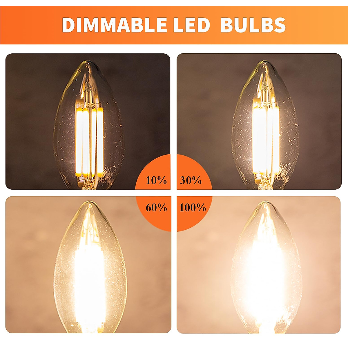 ALAMPEVER E26 LED Bulb 60 Watt, B11 Chandelier Light Bulbs, 2700K Soft White Candelabra LED Bulbs, 6 Pack Candle Light Bulbs