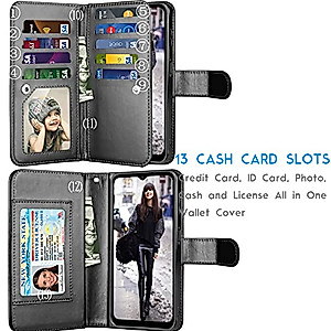 Tekcoo Galaxy A14 5G Case, Galaxy A14 5G Wallet Case, Luxury PU Leather Cash Credit Card Slots Holder Carrying Folio Flip Cover [Detachable Magnetic Hard Case] Kickstand for Samsung A14 5G [Black]
