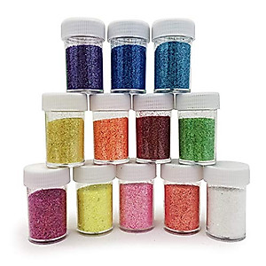 Allgala 12 Assorted Color Fine Glitter Shake Jars for for Arts and Crafts Painting Scrapbook Makeup Slime Party Supply
