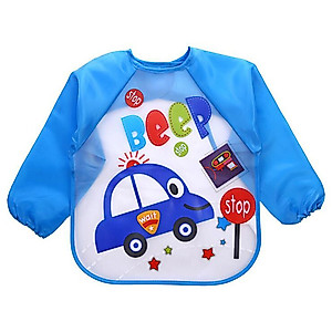 EchoDone 4 Packs Waterproof Children's Art Smock Kids Painting Aprons Long Sleeve Smock for Eating 1-4 Years